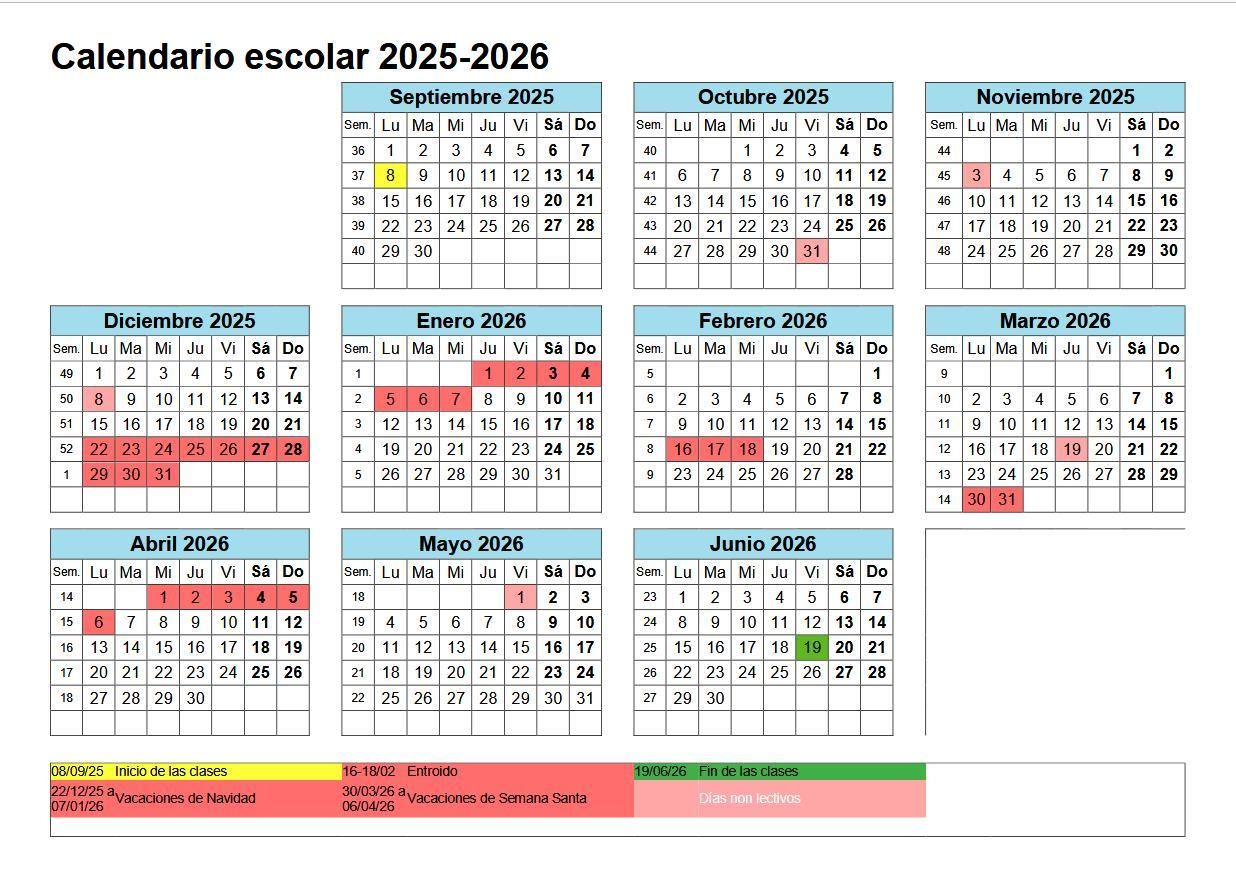 El calendario escolar de Galicia para el curso 2025-26: las clases empiezan el 8 de septiembre y ...
