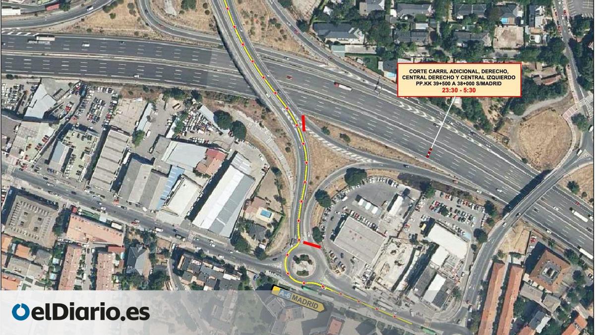 Cortes de tráfico nocturnos por obras en la A6 hasta el sábado: tramos ...