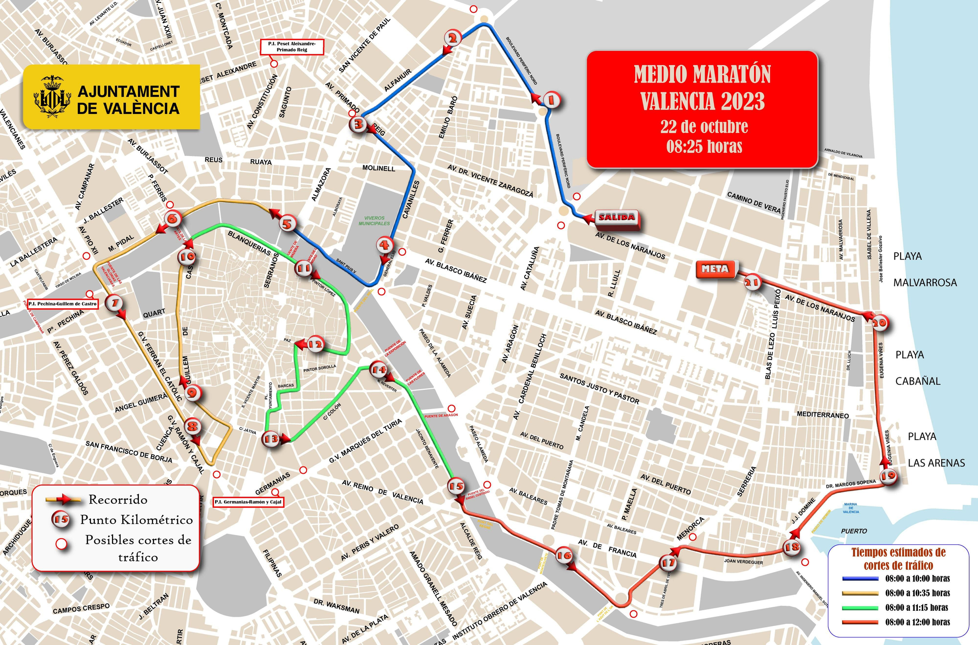 Horarios, recorrido, corredores: el Medio Maratón Valencia, listo para ...
