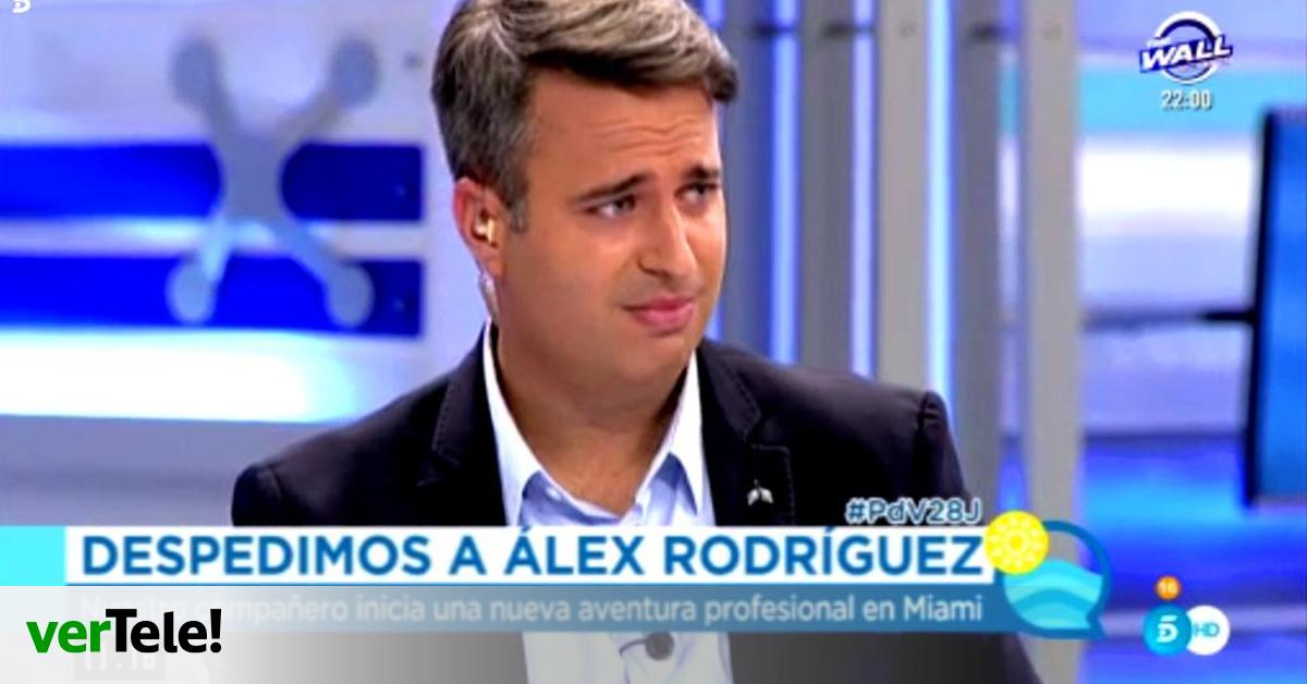 El reportero Álex Rodríguez llora en su despedida de plató en Telecinco