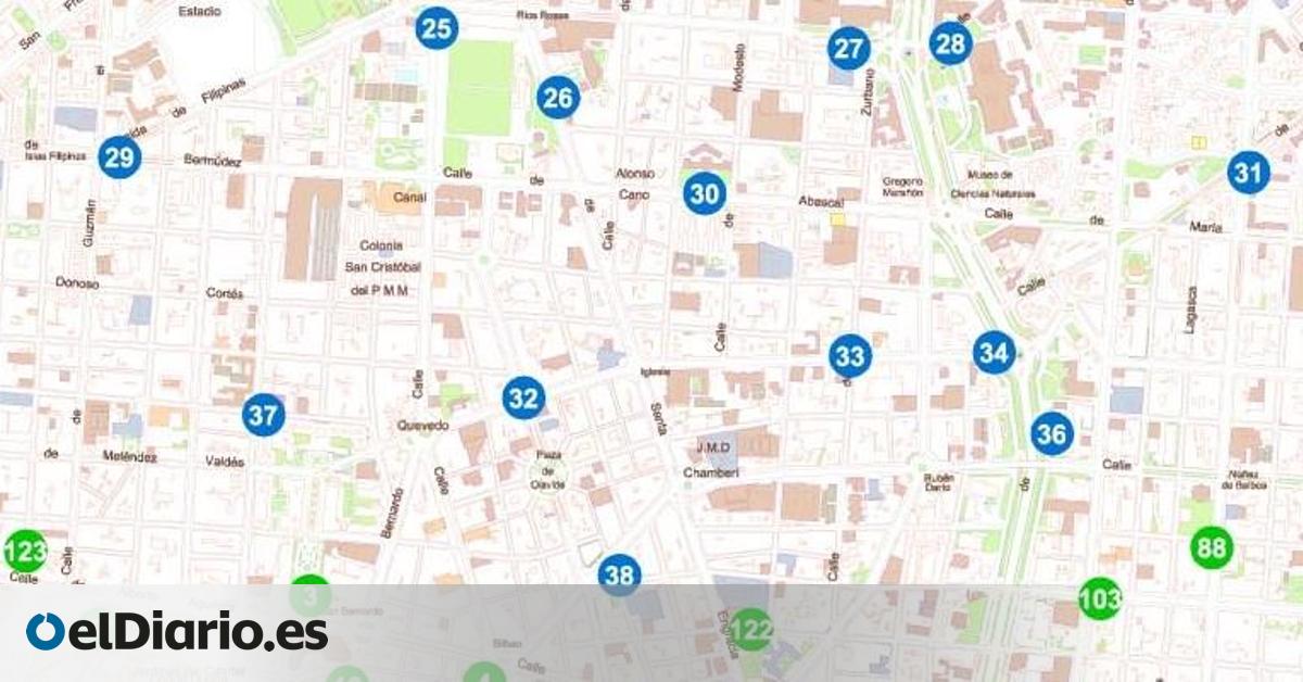 Mapa de las nuevas estaciones de BiciMad hacia el norte y el sur ...